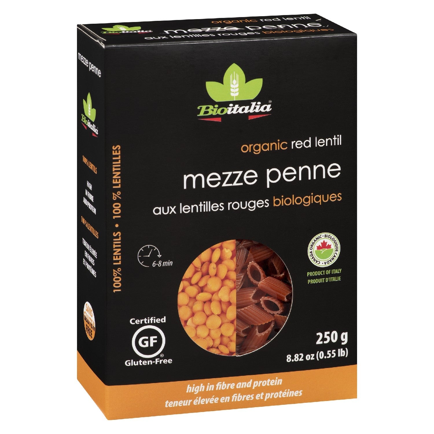 Bioitalia, mezze penne aux lentilles rouges biologiques | Fermes Valens